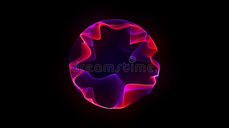 Glowing Rotating Particle Neon 3d Sphere in the Universe. Virtual ...
