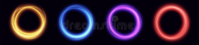 Glowing Round Frames, Magic Borders, Abstract Circular Shiny Portals ...