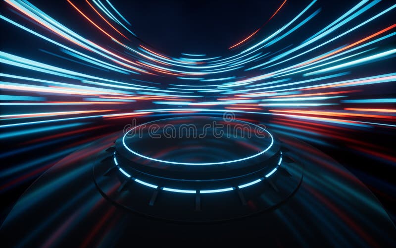 Glowing Round Illuminated Lines with Motion Blur, 3d Rendering Stock ...