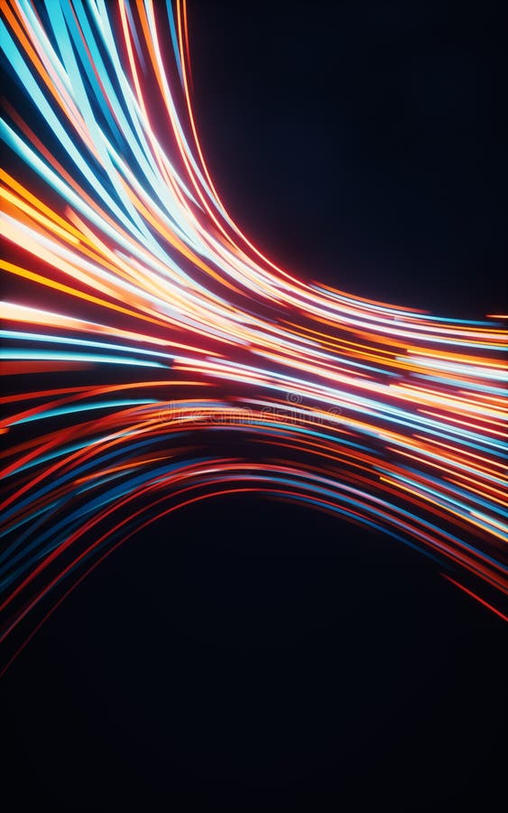 Glowing Round Illuminated Lines with Motion Blur, 3d Rendering Stock ...