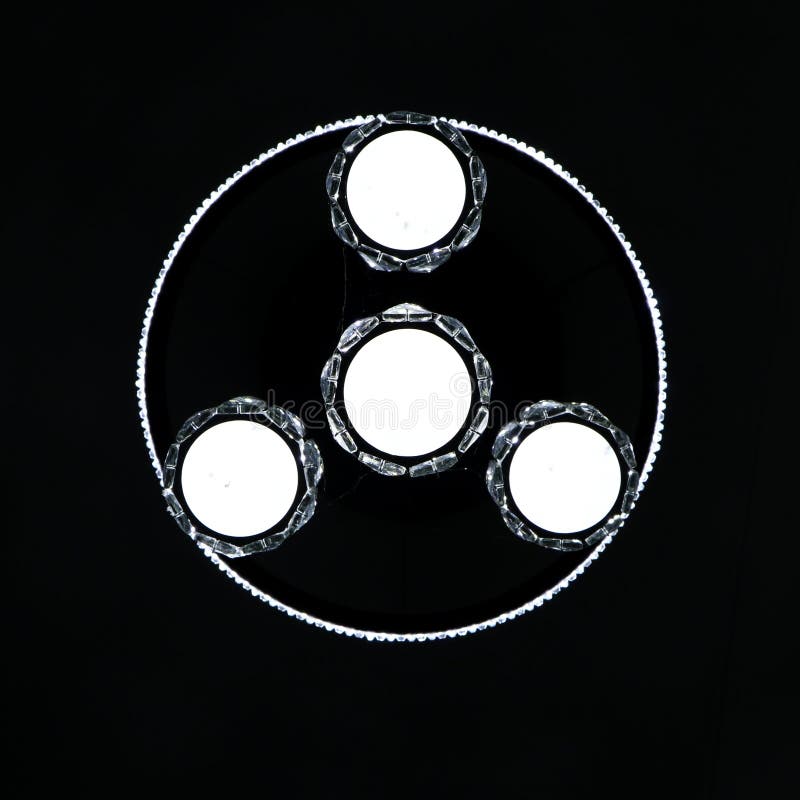 Glowing Round LED Chandelier Light Stock Image - Image of black, light ...