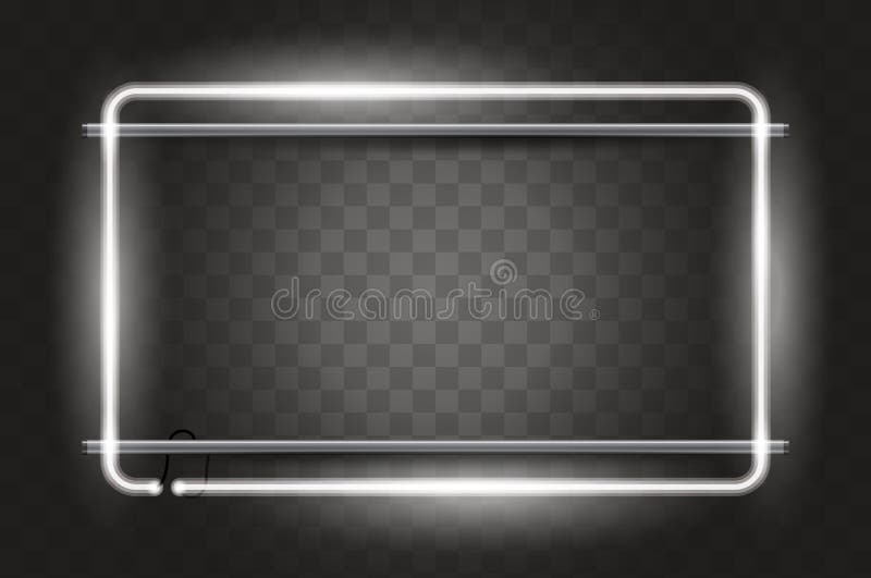 Glowing Rounded Rectangular Neon Frame, Black Background. Realistic ...