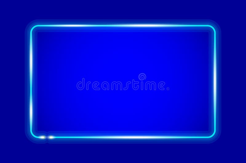 Glowing Rounded Rectangular Neon Frame, Blue Background. Realistic Vector Illustration Stock ...
