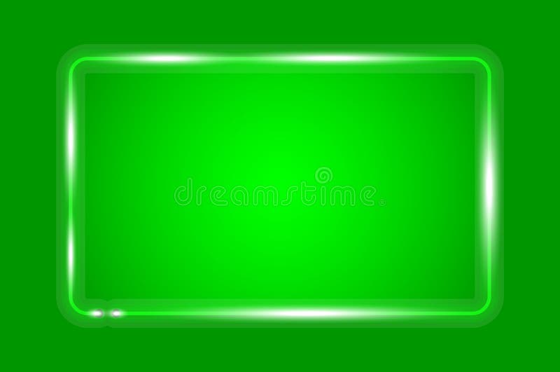 Glowing Rounded Rectangular Neon Frame, Green Background. Realistic ...