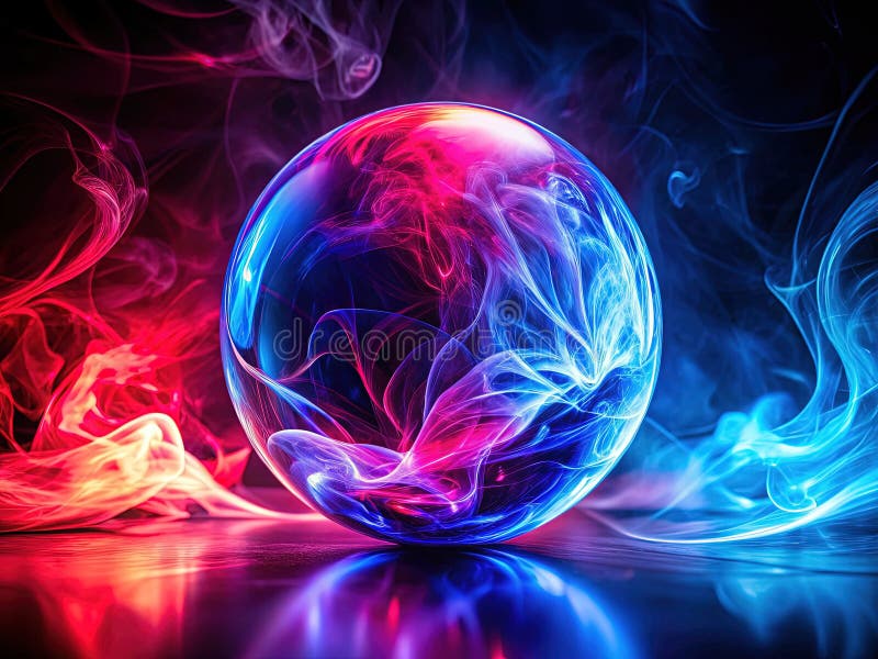 A Glowing Ruby Cobalt Neon Sphere Silhouette Mystical Abstract Art for ...