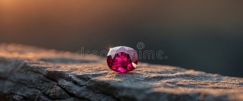 Glowing Ruby Rests on a Textured Surface Under Captivating Lighting at ...