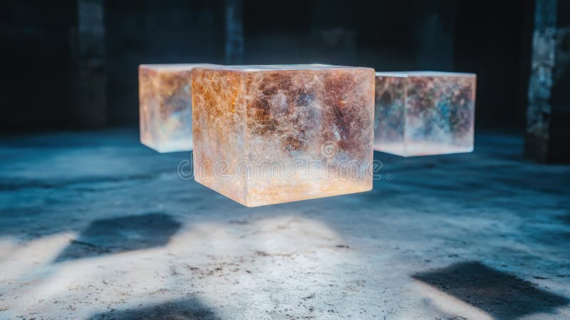 Glowing Salt Cubes on Icy Surface Stock Illustration - Illustration of ...