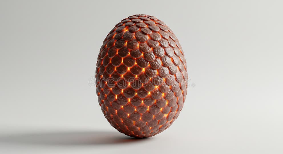 Egg with Scales Glowing Orange on Gray Background Still Life Stock ...