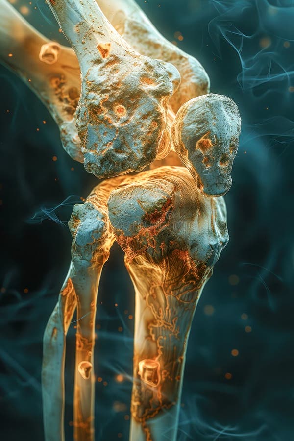 Glowing Sci-Fi Mechanical Bone Structure Close-Up Stock Illustration - Illustration of structure ...