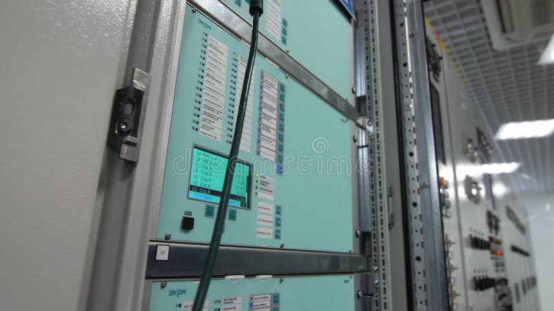 Glowing Screen on Cabinet with Switchboard in Control Room Stock ...