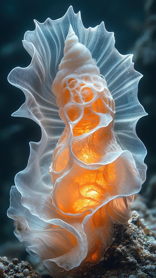 Glowing Seashell with Intricate Patterns Underwater Stock Photo - Image ...