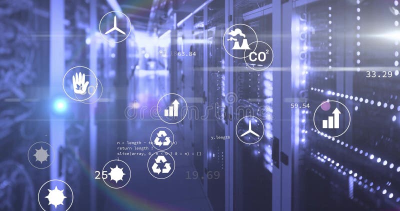 Glowing Server Network Cabinets Flashing LED Lights in Datacenter, with ...