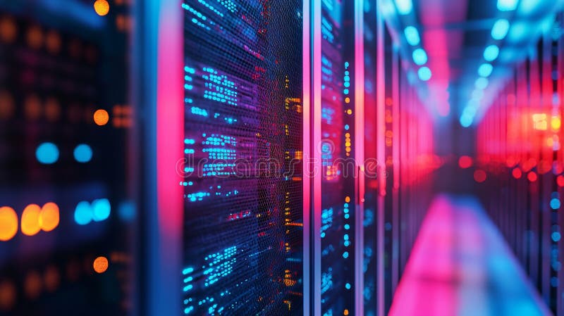 Glowing Server Racks in a Futuristic Data Center Stock Photo - Image of ...