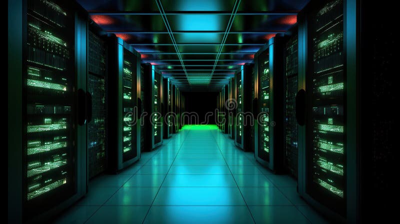 The Glowing Server Racks, Powering the AI Revolution, Nestled in the ...