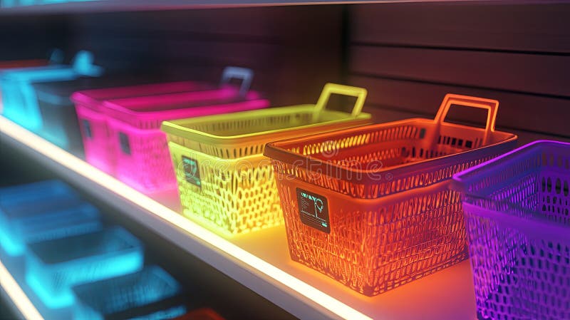 A Glowing Set of Reusable Shopping Baskets Styled with Visible Logos ...