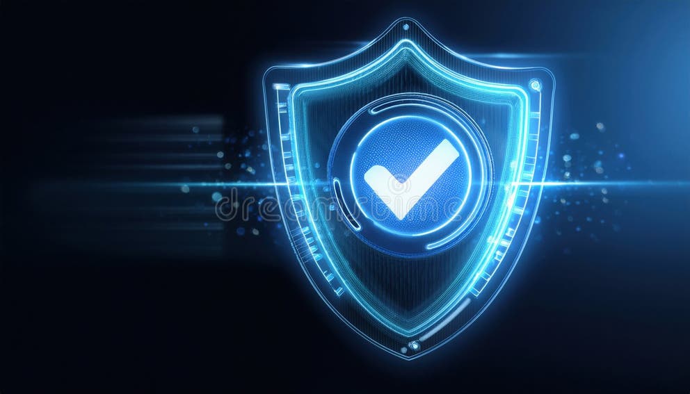 A Glowing Shield Displaying a Verification Tick Symbol within a ...
