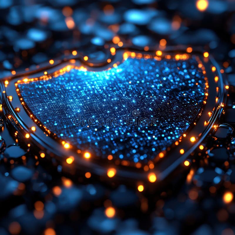 Glowing Shield Icon Representing AI-driven Data Protection Stock ...