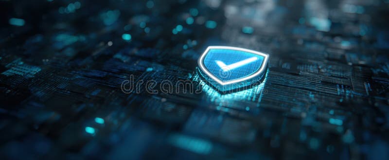 The Glowing Shield Icon Symbolizing Digital Security and Protection in ...