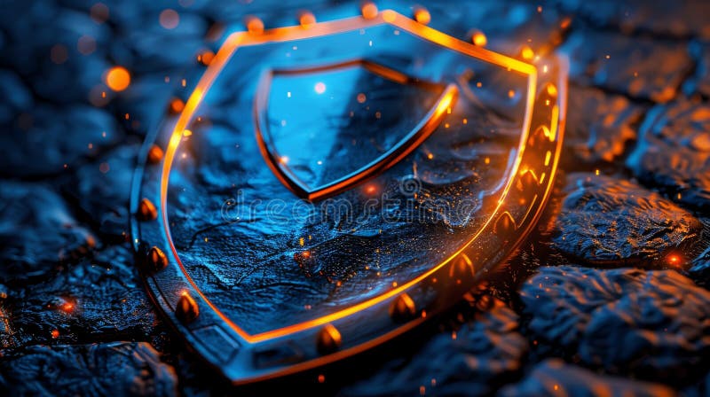 Glowing Shield Symbolizing Risk Mitigation and Security on a Dark ...