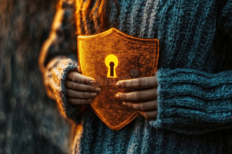 Glowing Shield Security Concept with Warm Toned Minimalistic Design ...