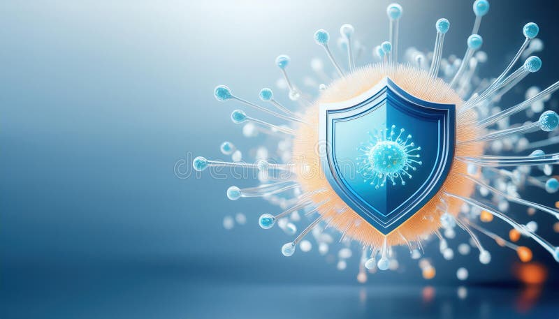 Glowing Shield Shaped Immune Cell Surrounded by Dynamic Energy ...