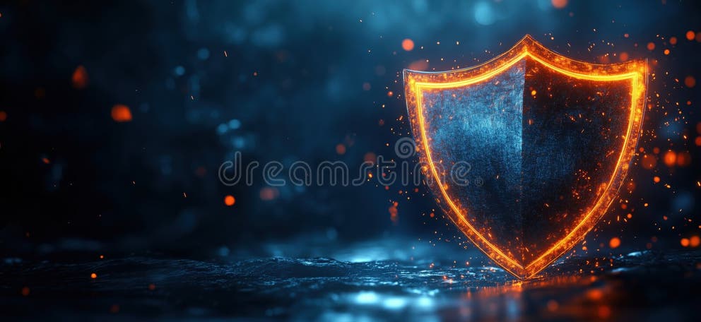 Glowing Shield Symbol Representing Protection and Security in Digital ...