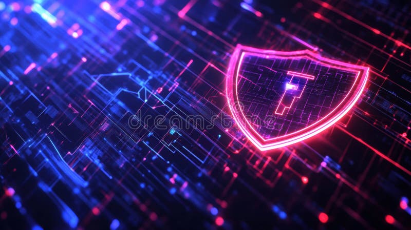Glowing Shield Symbol Represents Futuristic Security Concept with ...