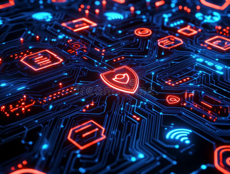 The Glowing Shields Represent the Protection of High-speed Connections ...