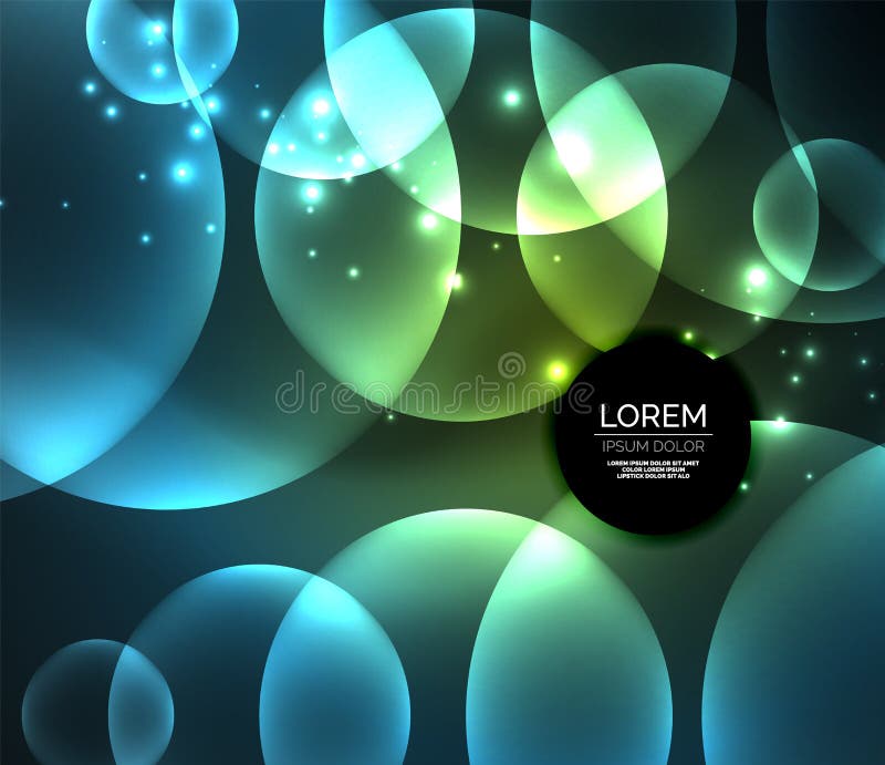 Glowing Shiny Overlapping Circles Composition on Dark Background Stock ...