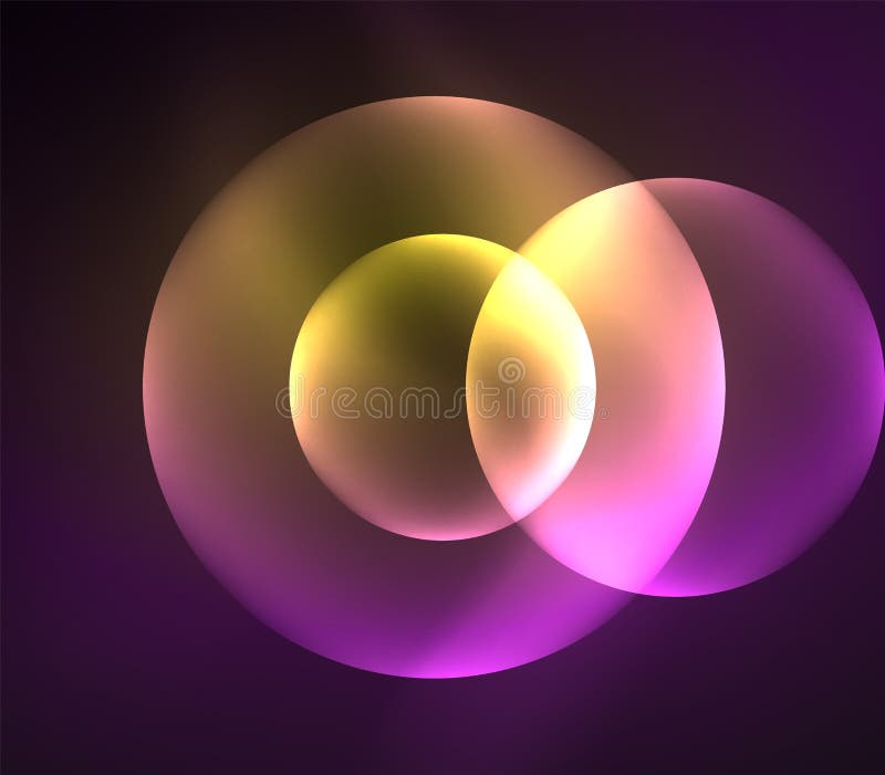 Glowing Shiny Overlapping Circles Composition on Dark Background Stock ...