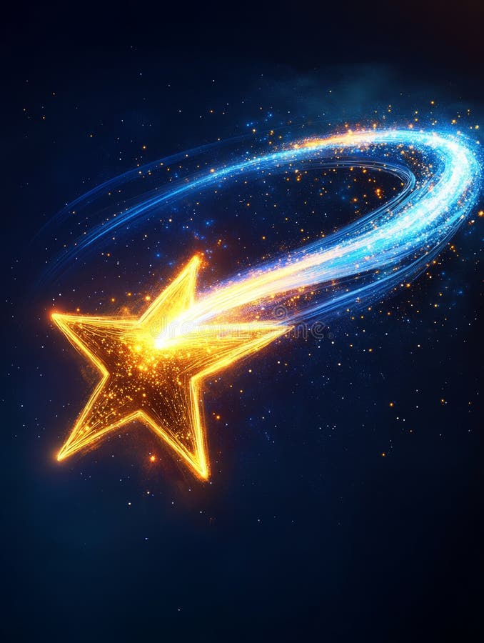 A Glowing Shooting Star Streaking through a Cosmic Night Sky. Stock ...