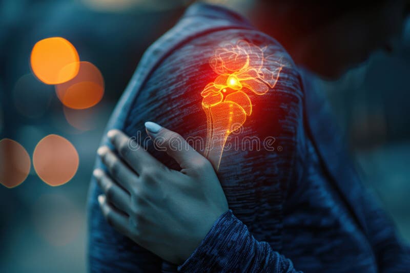 Glowing Shoulder of a Suffering Body Stock Illustration - Illustration ...