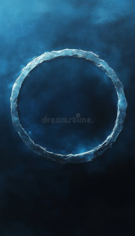 Glowing Silver Ring on Dark, Mysterious Celestial Circle. Abstract ...