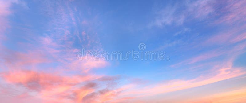 Glowing Sky at Dusk on a Fall Evening. Banner, Panoramic Stock Photo ...