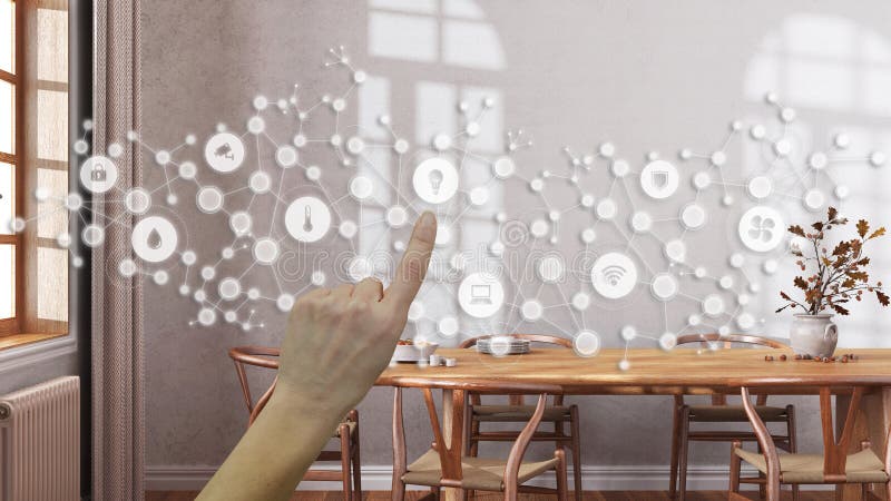 Glowing Smart Home Interface, Geometric Background, Connected Line and ...