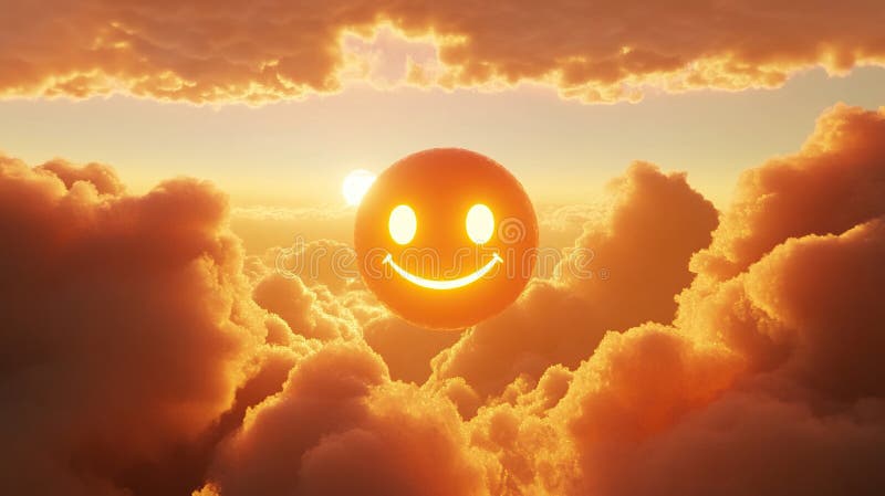 Glowing Smiley Face in Sunset Cloudscape Stock Photo - Image of ...