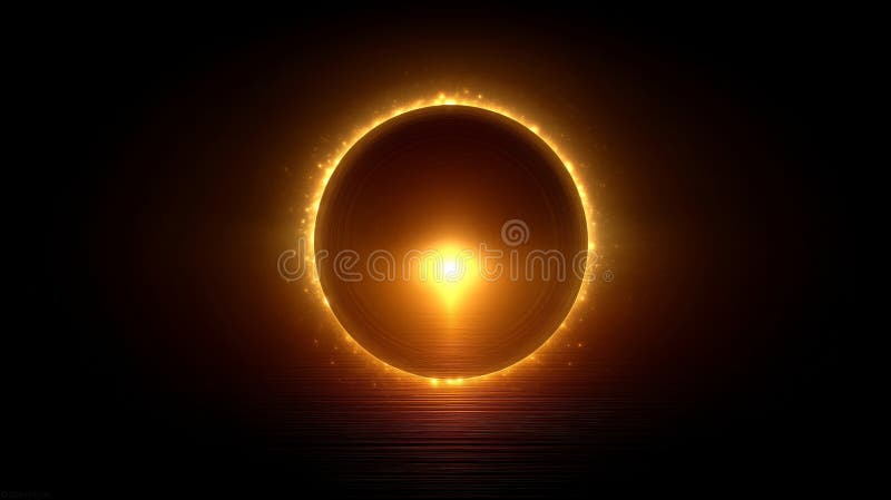 Glowing Solar Disk Over Water Surface Stock Illustration - Illustration ...
