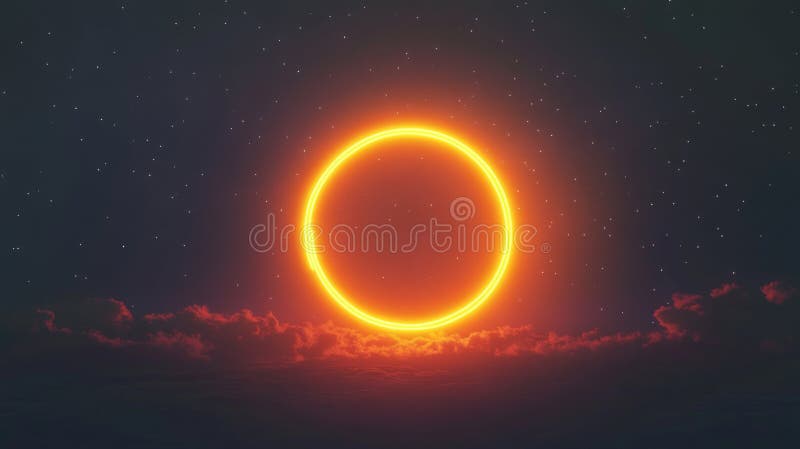 Glowing Solar Eclipse Against Starry Night Sky, Cosmic Wonder ...