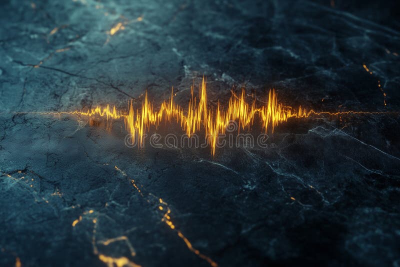 Glowing Soundwave Illustration on Dark Textured Surface Highlights ...