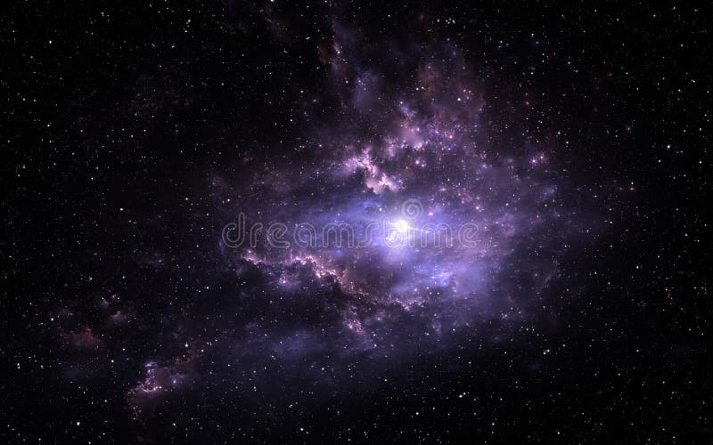 Glowing Space Nebula and Stars in Deep Space Stock Illustration ...