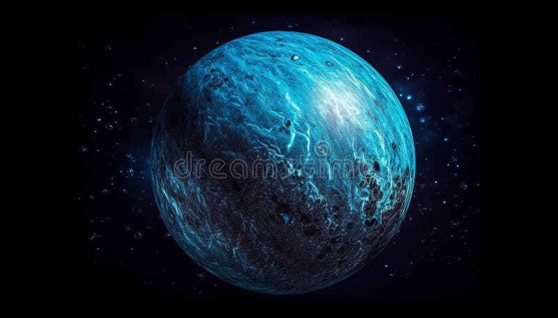 Glowing Space Sphere Orbits Blue Abstract Galaxy Generated by AI Stock ...