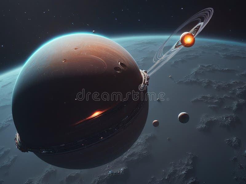 Glowing Spaceship Orbits Planet in Starry Galaxy - Generated by Ai ...