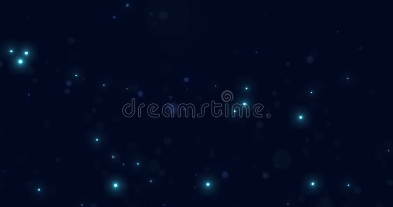 Glowing and Sparkling Blue Particles Fall in Space on a Blue Background ...