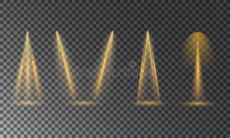 Glowing Sparkling Yellow Projector Lights. Pack of Realistic Icons on ...