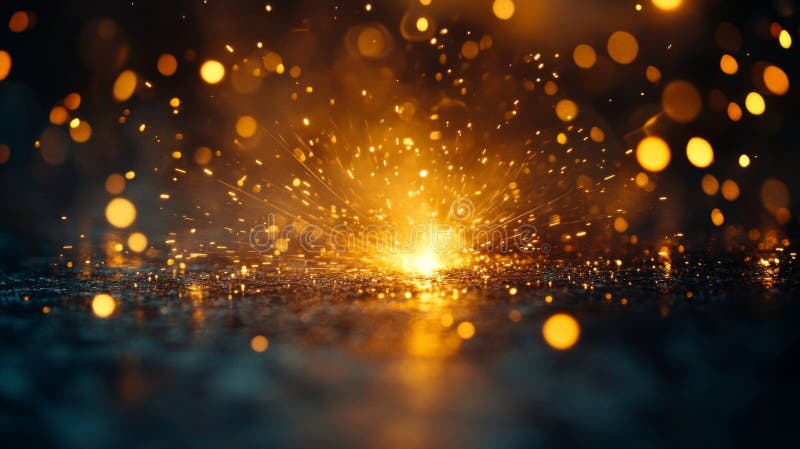 Glowing Sparks Exploding on Dark Surface Stock Illustration ...