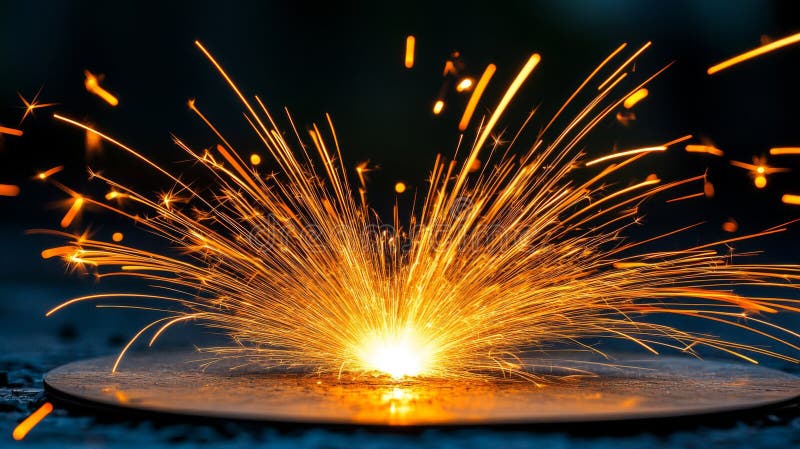 Glowing Sparks Radiate from Central Point of Ignition Stock ...