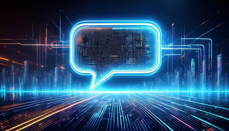 Glowing Speech Bubble with Dynamic Text Effects in Digital Environment ...