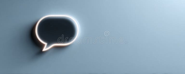Glowing Speech Bubble on Light Blue Backdrop. Conceptual Image for ...
