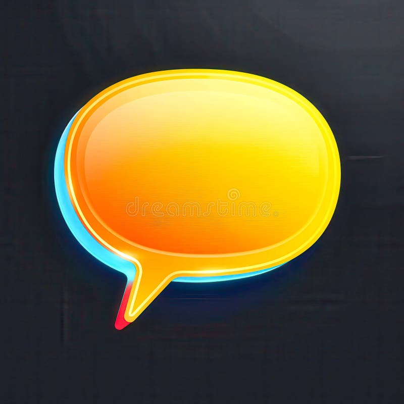 A Glowing Speech Bubble with an Orange Gradient and a Blue Outline on a ...