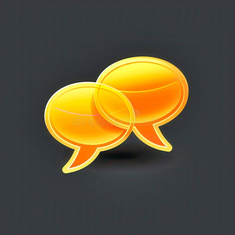 A Glowing Speech Bubble with an Orange Gradient and a Blue Outline on a ...